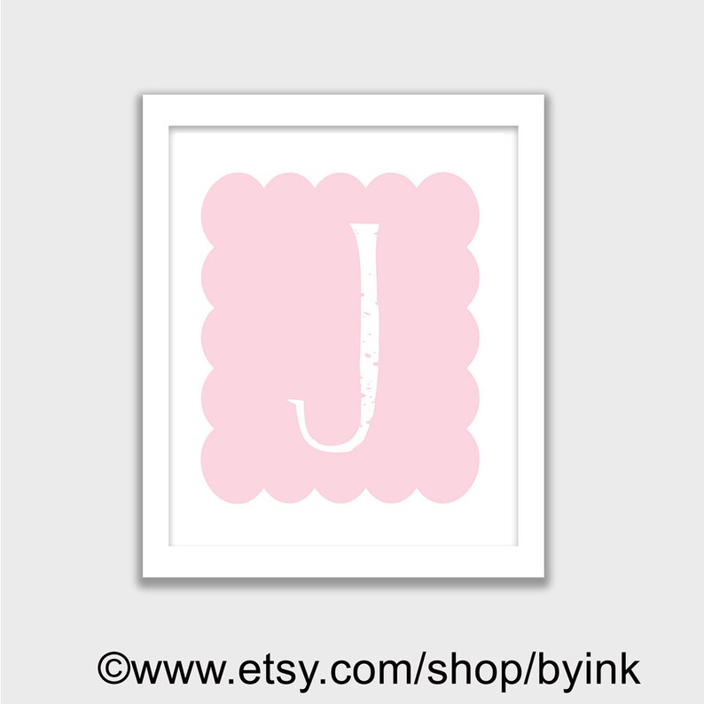 Letter J, Cute Alphabet Printable, Monogram, INSTANT DOWNLOAD, Pink J ...