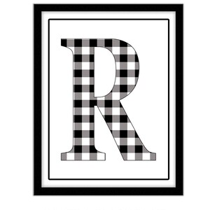 White & Black Check Alphabet Letter R, INSTANT DIGITAL DOWNLOAD ...