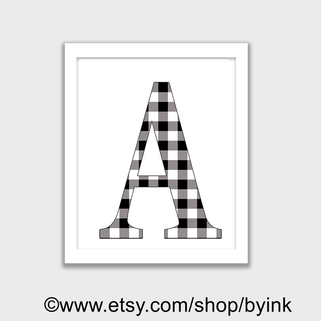 White & Black Check Alphabet Letter A INSTANT DIGITAL - Etsy UK