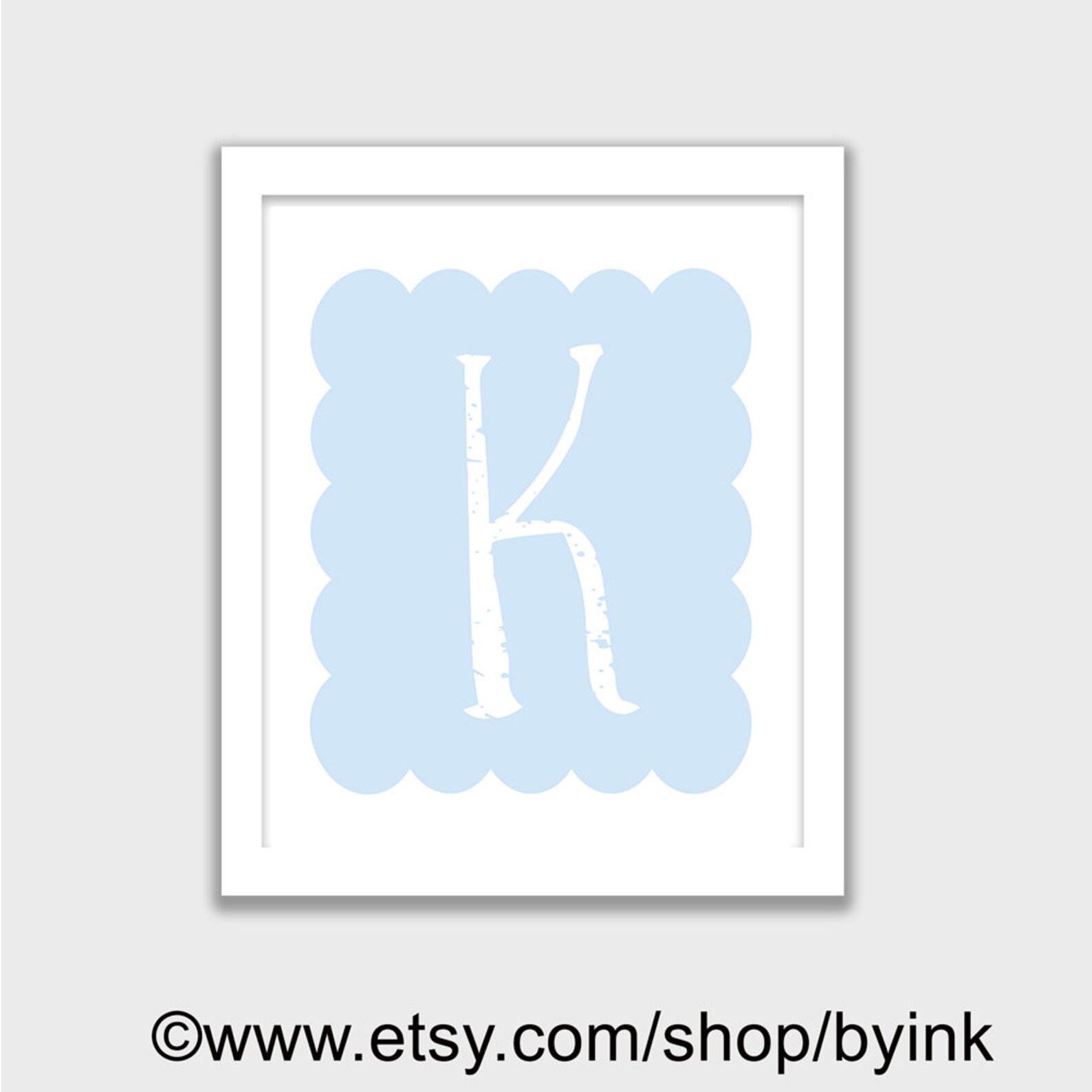 Letter K, Cute Alphabet Printable, Monogram, INSTANT DOWNLOAD, Blue K ...