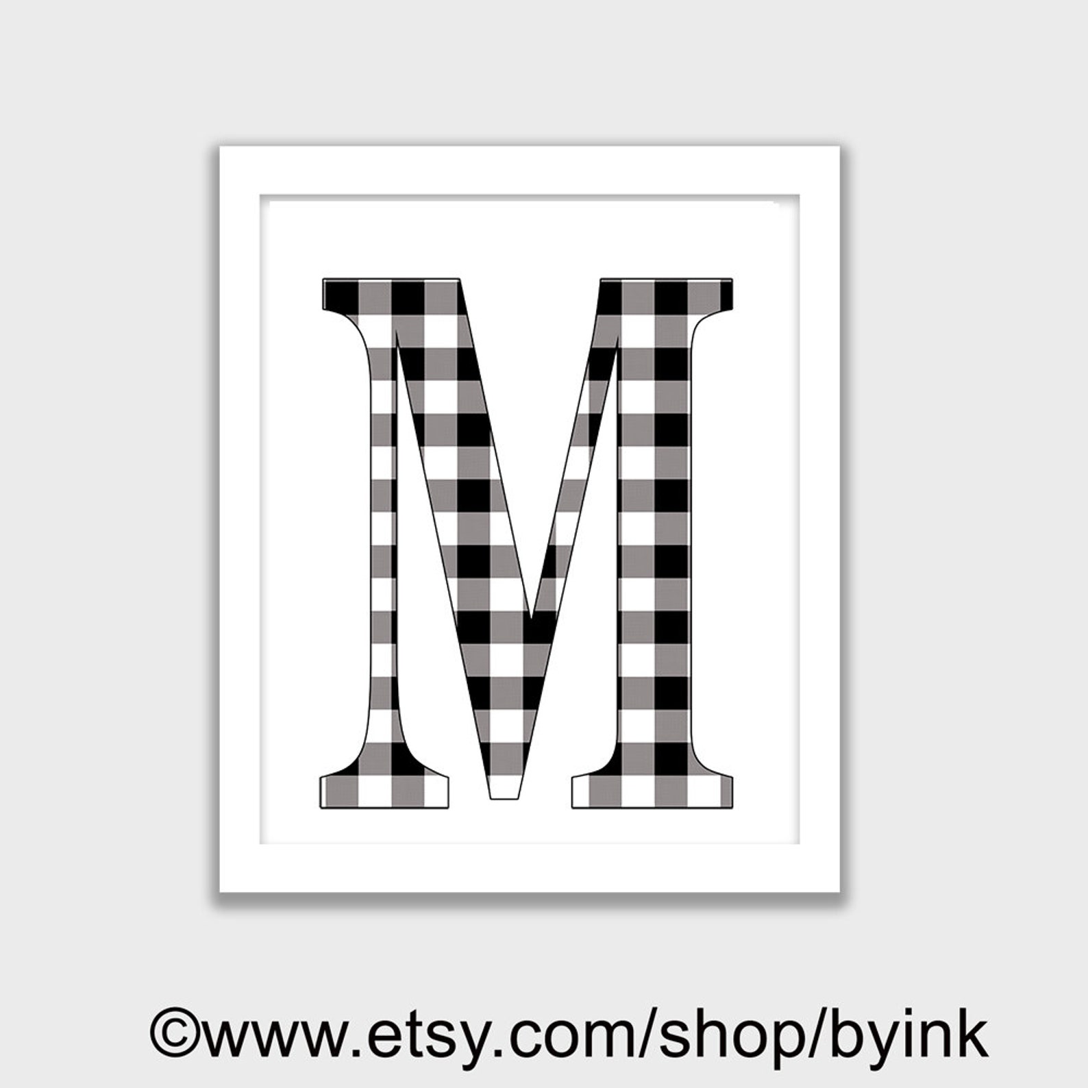 White & Black Check Alphabet Letter M, INSTANT DIGITAL DOWNLOAD ...