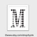 White & Black Check Alphabet Letter M, INSTANT DIGITAL DOWNLOAD ...