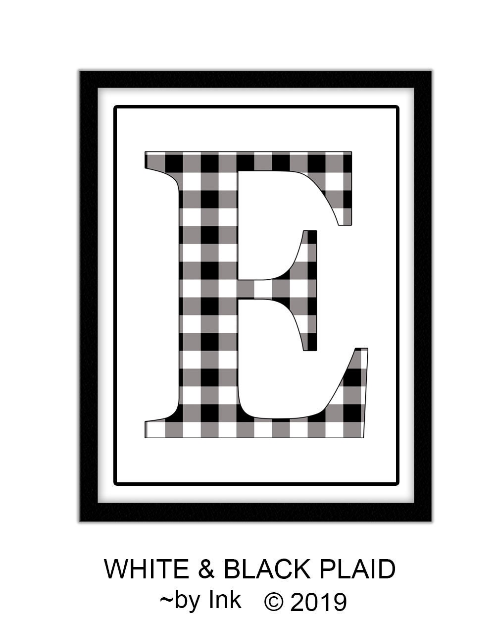 White & Black Check Alphabet Letter E INSTANT DIGITAL - Etsy