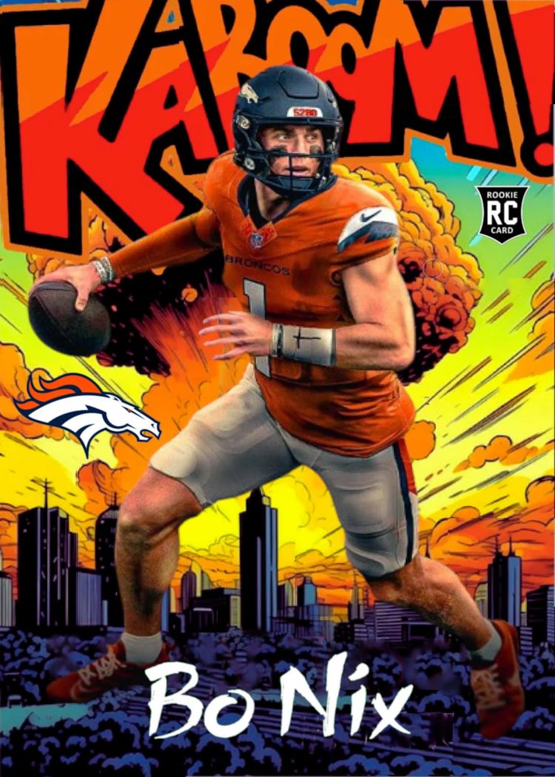 Bo Nix Custom Rookie (RC) Trading Art Card **buy 2 Get 1 FREE** - Etsy