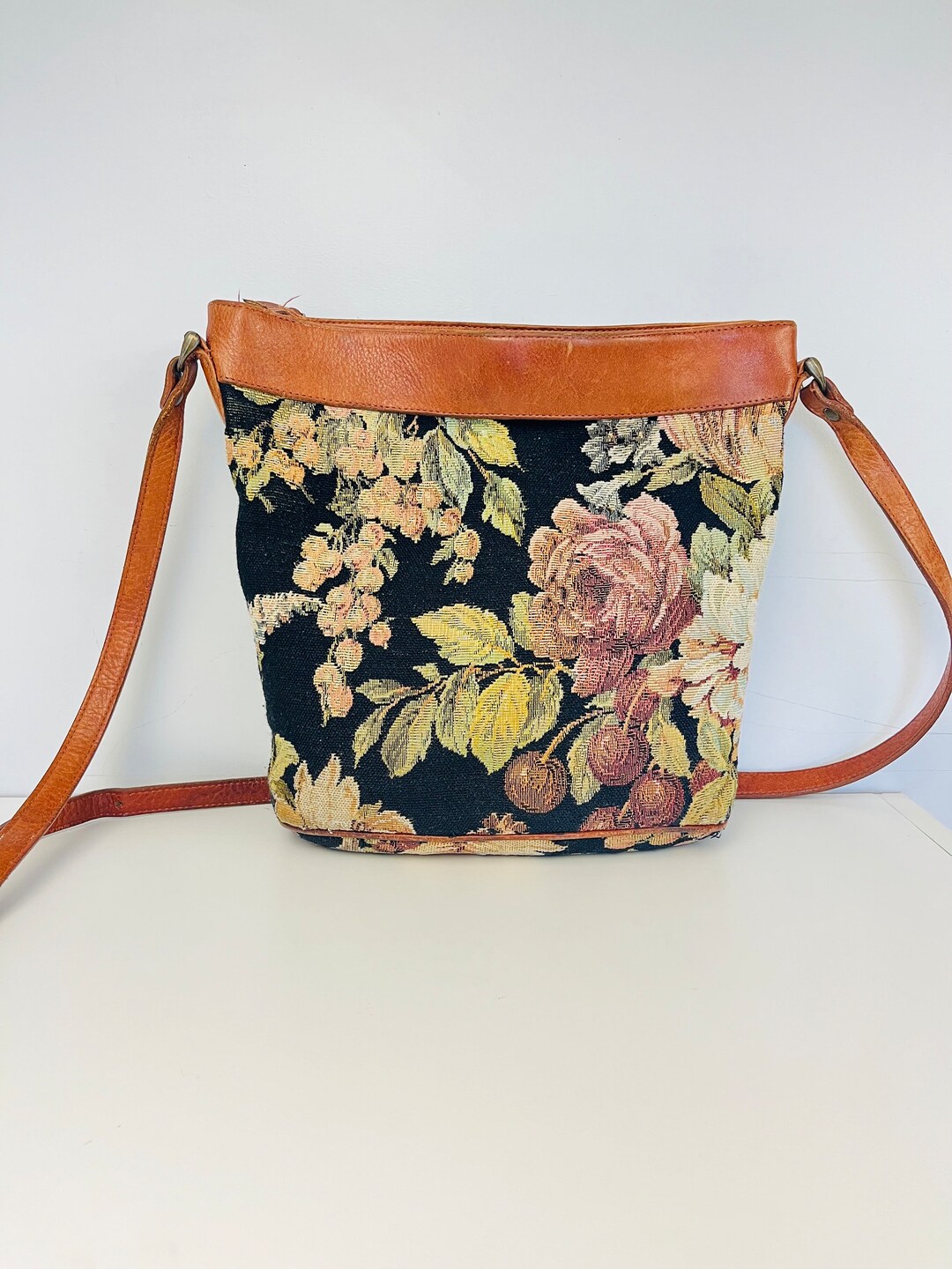 Floral Tapestry and Leather Crossbody Bag by ARCHITECT for AMC - Etsy