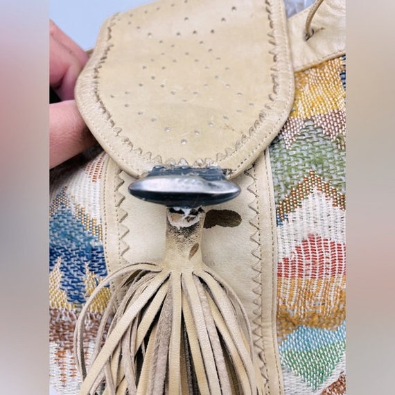 Pastel Abstract Tapestry and Leather Shoulder Bag by … - Gem
