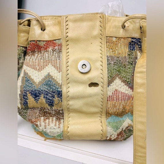 Pastel Abstract Tapestry and Leather Shoulder Bag by … - Gem
