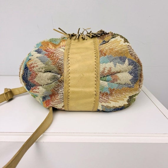 Pastel Abstract Tapestry and Leather Shoulder Bag by … - Gem