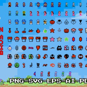 Super Mario Bros 2 Digital Pixel Art, Clipart 100 Drawings Png/svg/eps ...