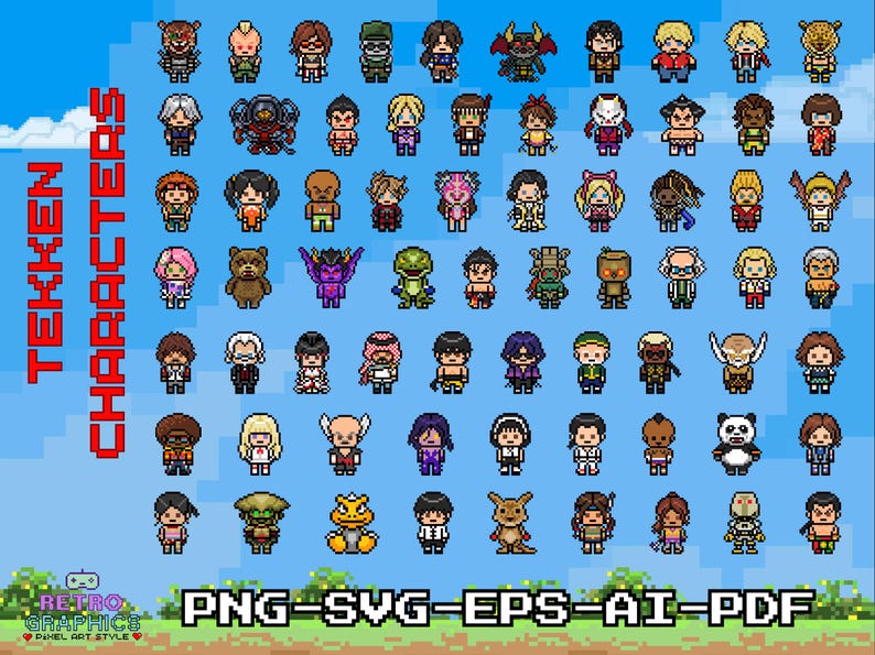Tekken Pack Digital Pixel Art, Clip Art +60 Drawings Png/svg/eps/ai/pdf ...
