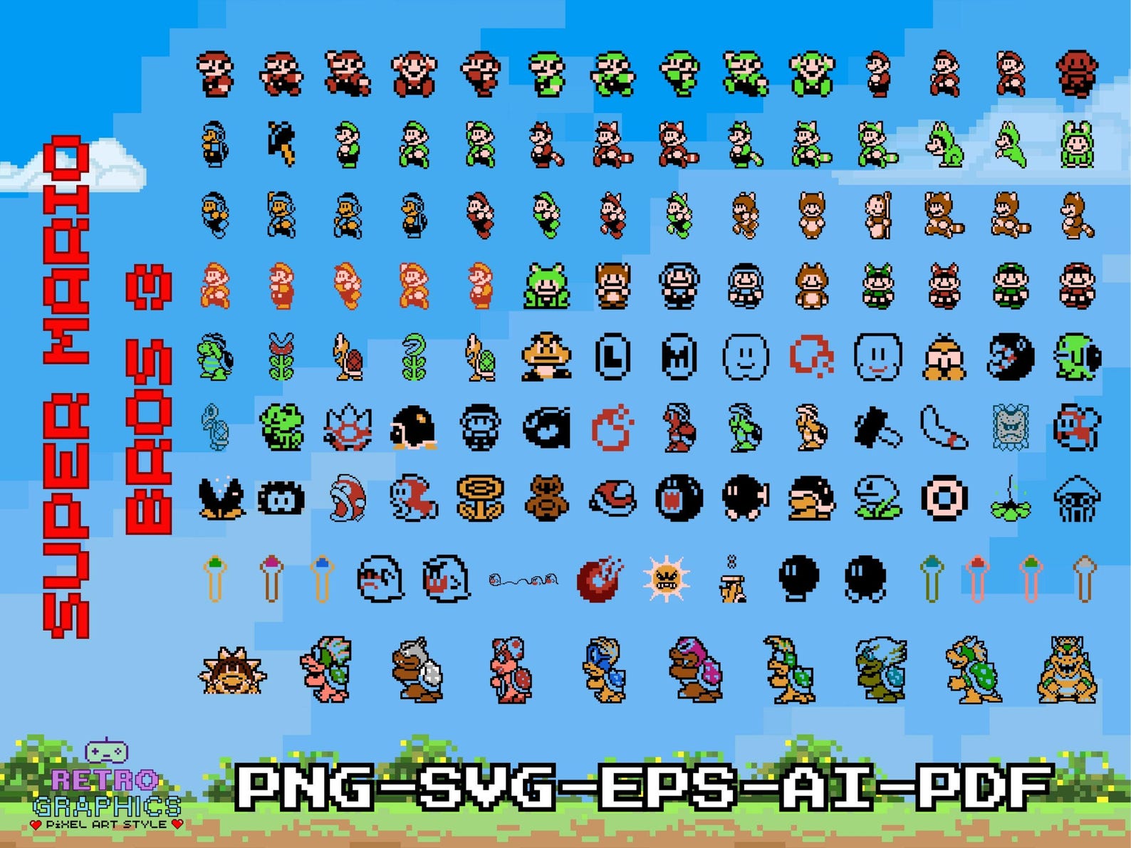 Super Mario Bros 3 Digital Pixel art, imágenes prediseñadas +100 ...