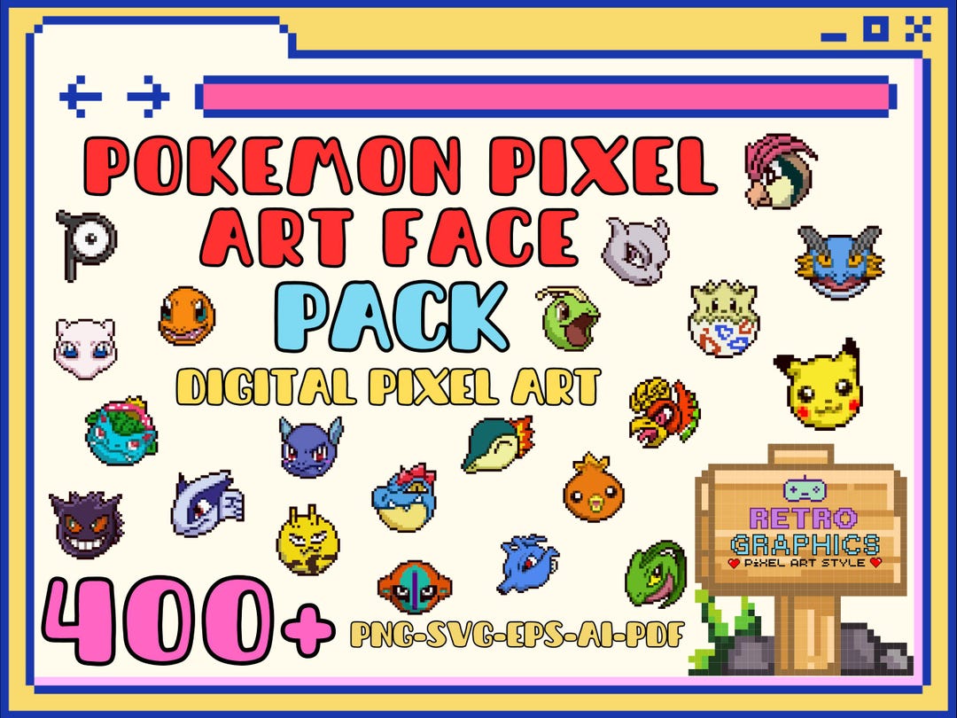 Pokemon 1-2-3 Gen Digital Face Pixel art, imágenes prediseñadas +400 ...