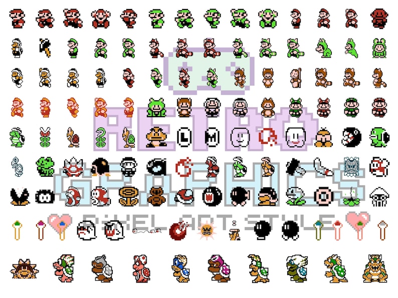 Super Mario Bros. 3 Digital Pixel Art, Clip Art +100 Png/svg/eps/ai/pdf ...