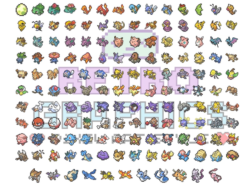 Pokemon 1st Gen Digital Pixel Art, Clipart 150 Drawings Png/svg/eps/ai ...