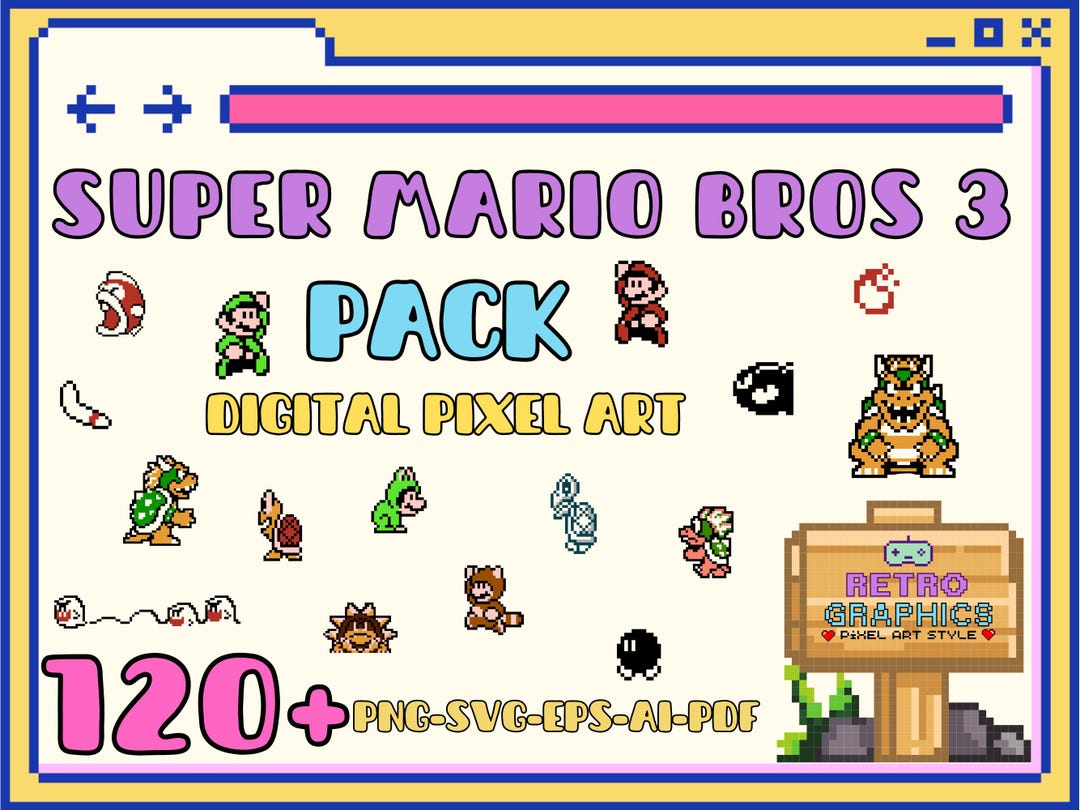 Super Mario Bros. 3 Digital Pixel Art, Clip Art +100 Png/svg/eps/ai/pdf ...