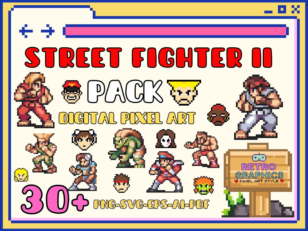 Street Fighter 2 Digital Pixel Art, Clipart 30+ Drawings PNG/SVG/EPS/AI ...