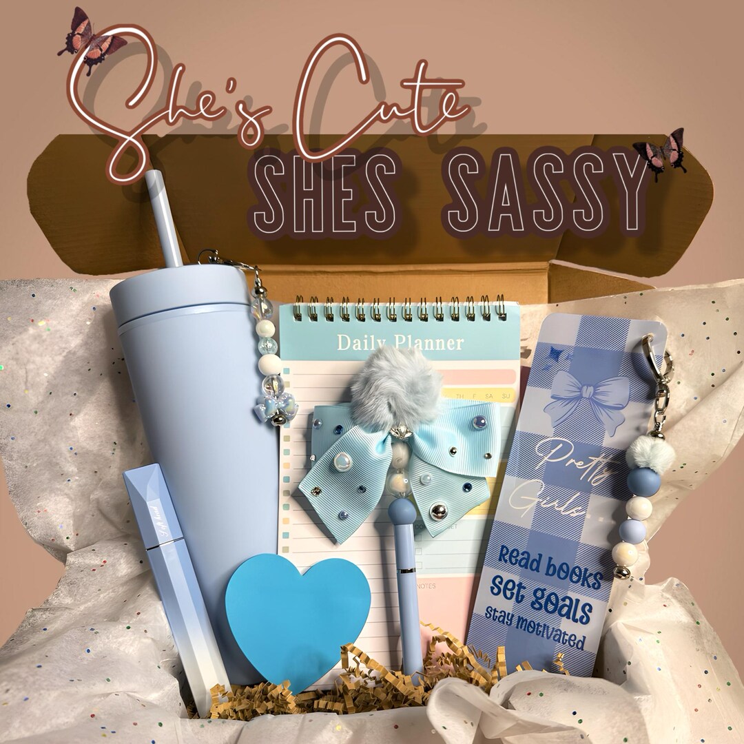 Pastel Blue Aesthetic Gift Set – Cute Stationery Bundle With Tumbler ...