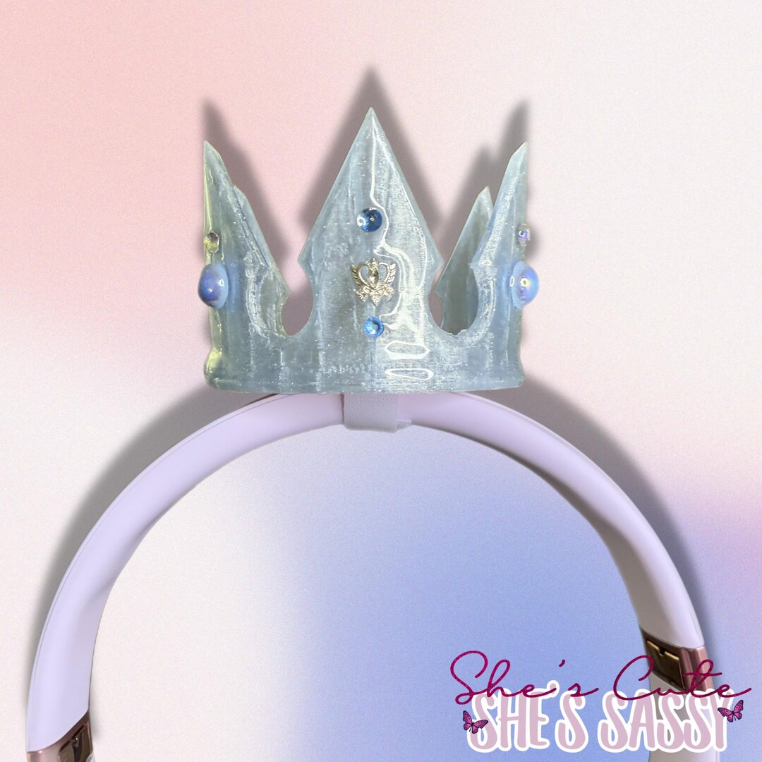 3D Printed Blue Gamer Crown for Headsets - Cute Cosplay Crown Accessory ...
