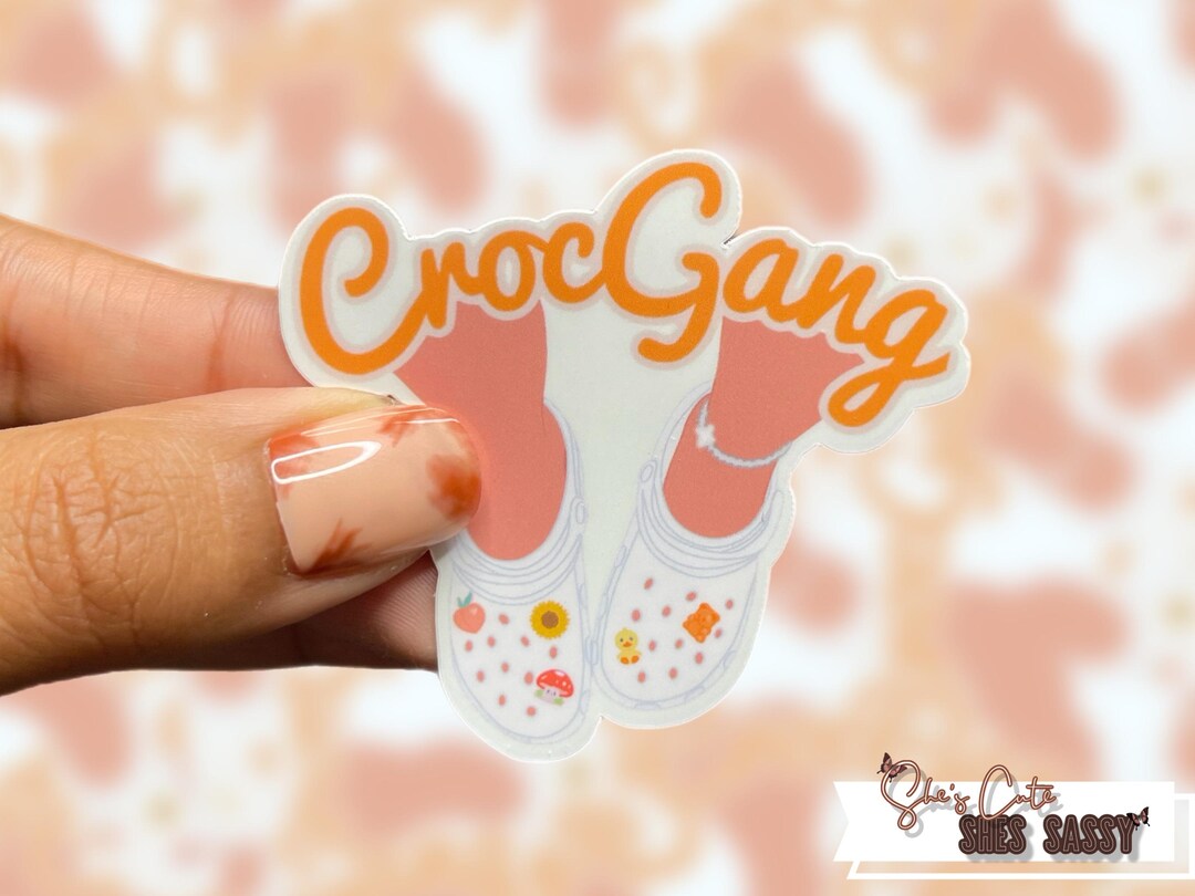 Cute White Crocs With Orange Shoe Charms Sticker Gift Decal| Water ...