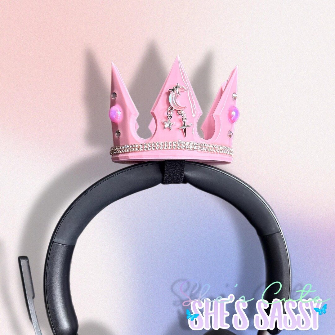 3D Printed Pink Gamer Crown: Glitter Headset Accessory - Etsy