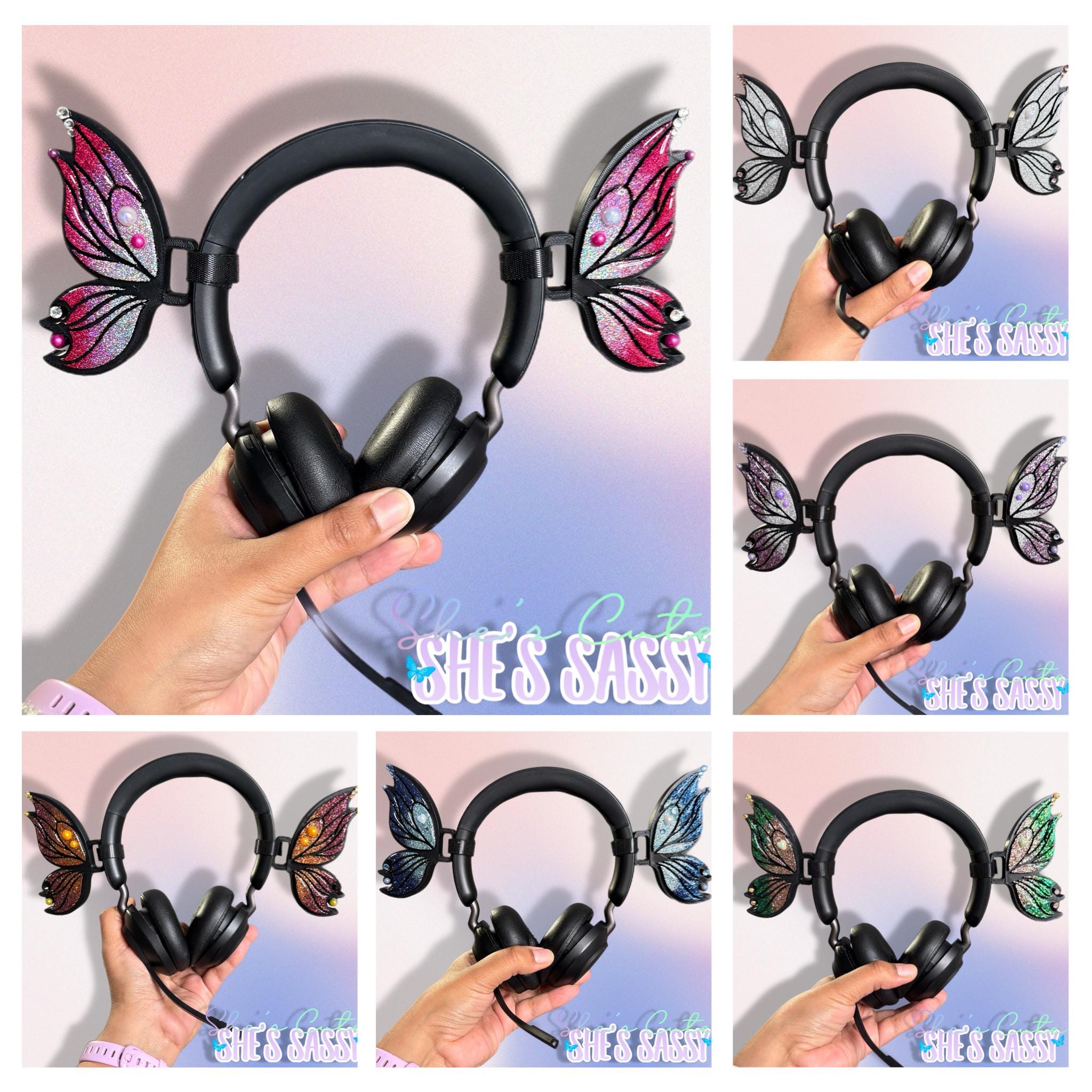 Fairy Butterfly Headset Wings – 3D Printed Glitter Headphone ...