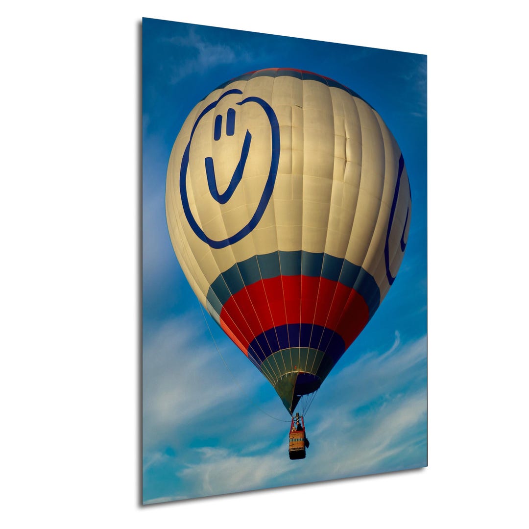 Smiley Face Hot Air Balloon Print, Whimsical Balloon Wall Art, Colorful ...