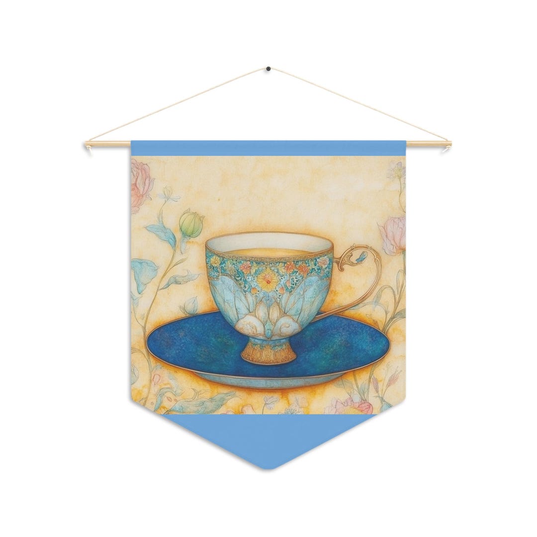 Floral Teacup Pennant: Boho Style Wall Hanging - Etsy