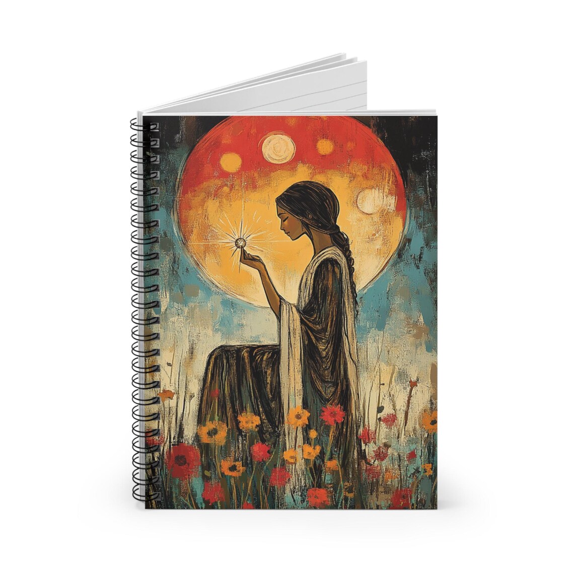 High Priestess Tarot Spiral Notebook- Ruled Line, Bright Spiritual ...