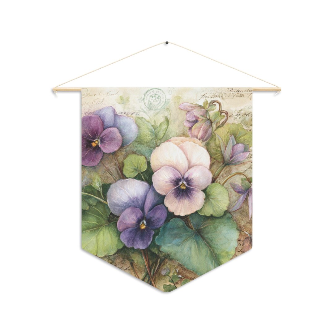 Floral Pennant Banner: Vintage Flower Wall Hanging - Etsy