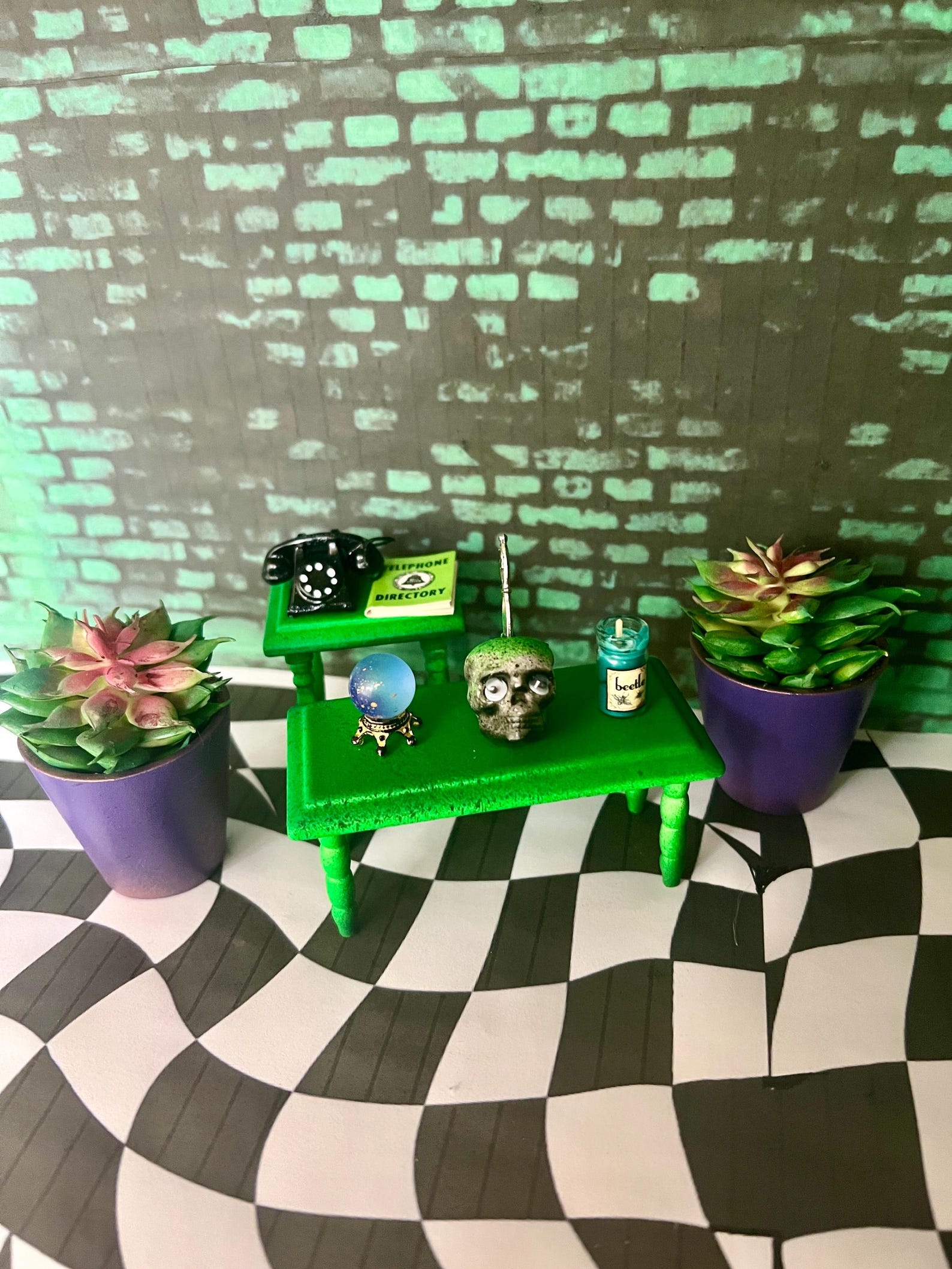 Miniature Dollhouse Beetlejuice Inspired Living Room 1:12 Halloween ...