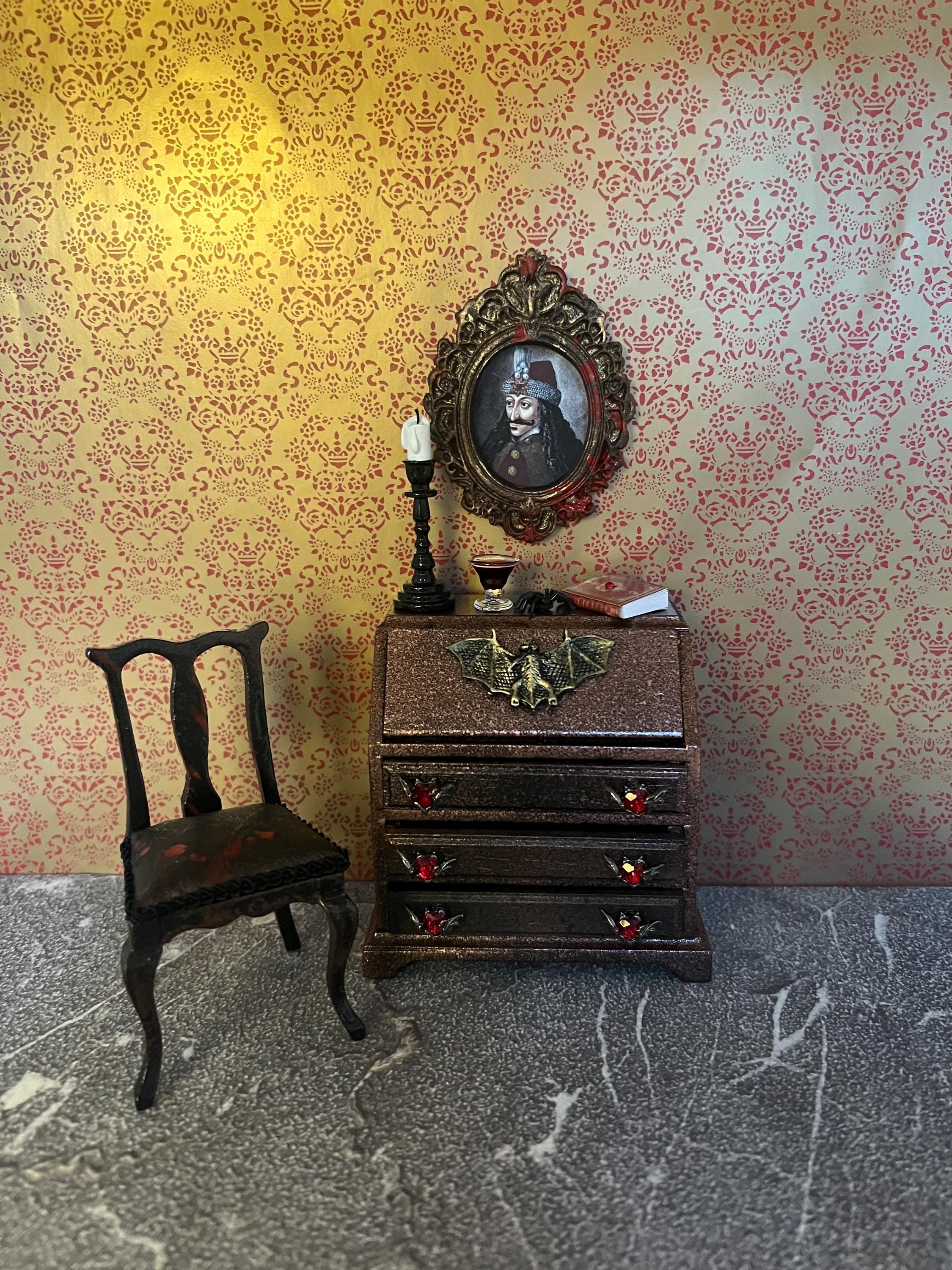 Miniature Dracula Vampire Gothic Goth Desk and a Chair for 1:12 ...