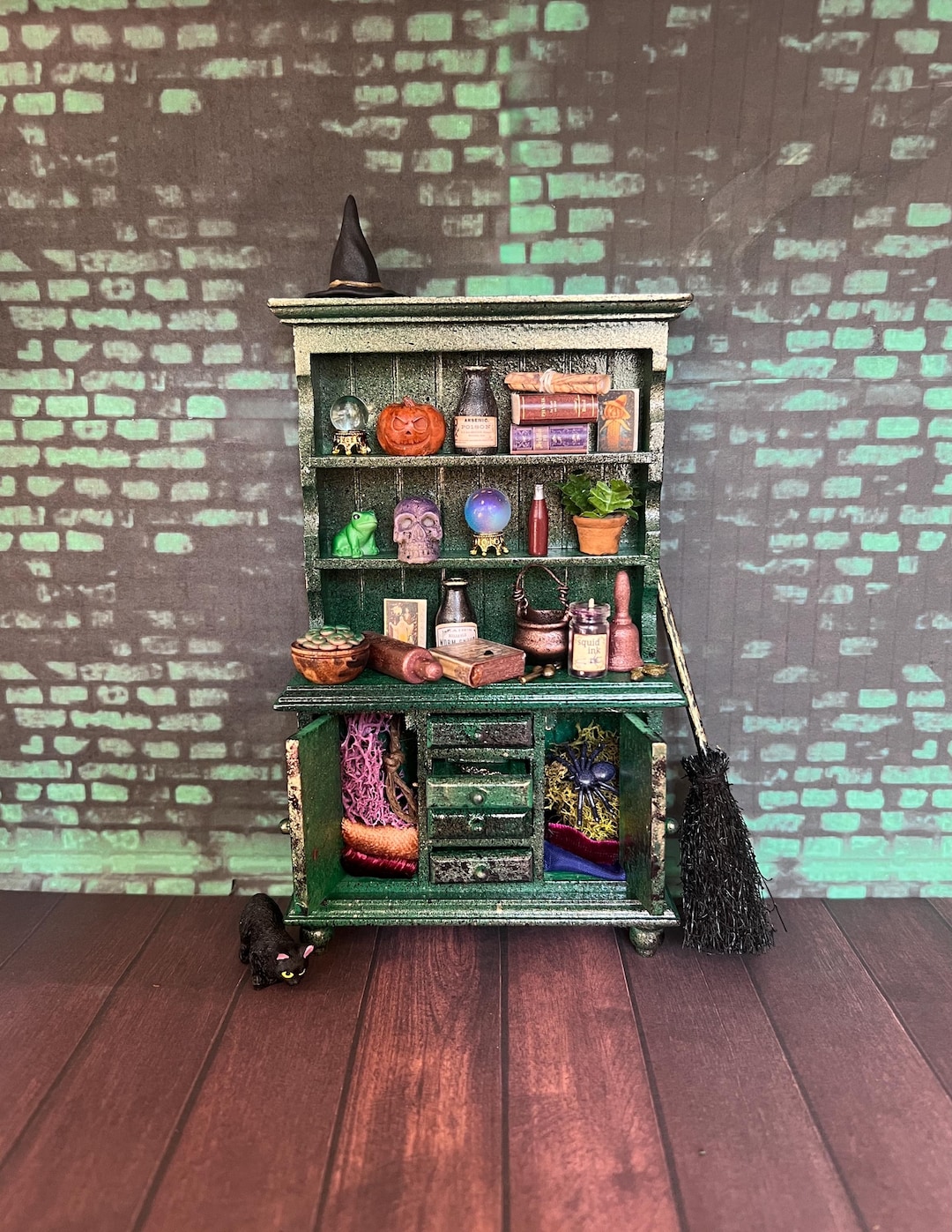 Miniature Dollhouse Witch/ Wizard Magic Gothic Hutch/cabinet Halloween ...