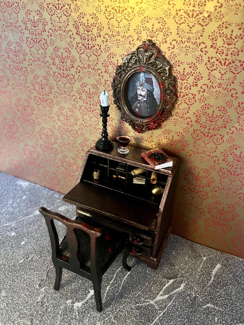 Miniature Dracula Vampire Gothic Goth Desk and a Chair for 1:12 ...