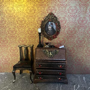 Miniature Dracula Vampire Gothic Goth Desk and a Chair for 1:12 ...