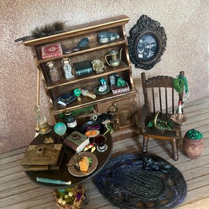 Miniature Witch Wizard Kitchen Room/workshop Hutch With a Table and ...