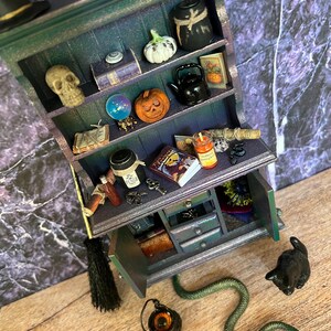 Miniature Witch Magic Halloween Hutch Cabinet Goth Snake 1:12 Magic ...