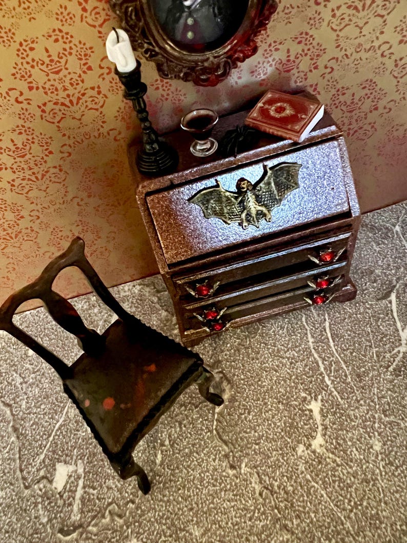 Miniature Dracula Vampire Gothic Goth Desk and a Chair for 1:12 ...