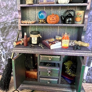 Miniature Witch Magic Halloween Hutch Cabinet Goth Snake 1:12 Magic ...