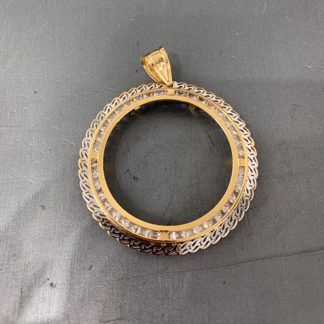 14K Real Two Tones Gold 50 Pesos Centenario Bezel With CZ - Etsy
