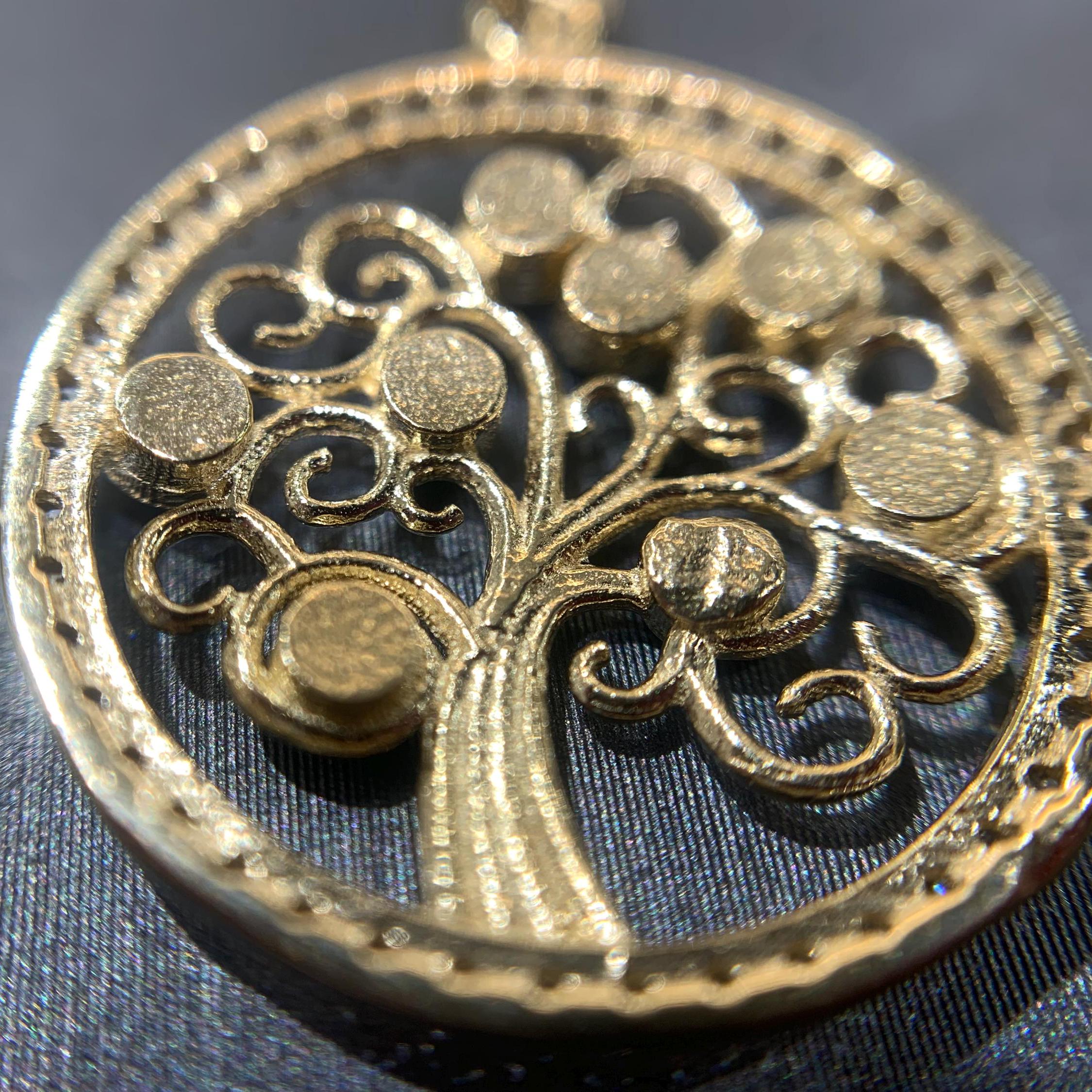 14K Tree of Life Evil Eye Round Pendant - Etsy