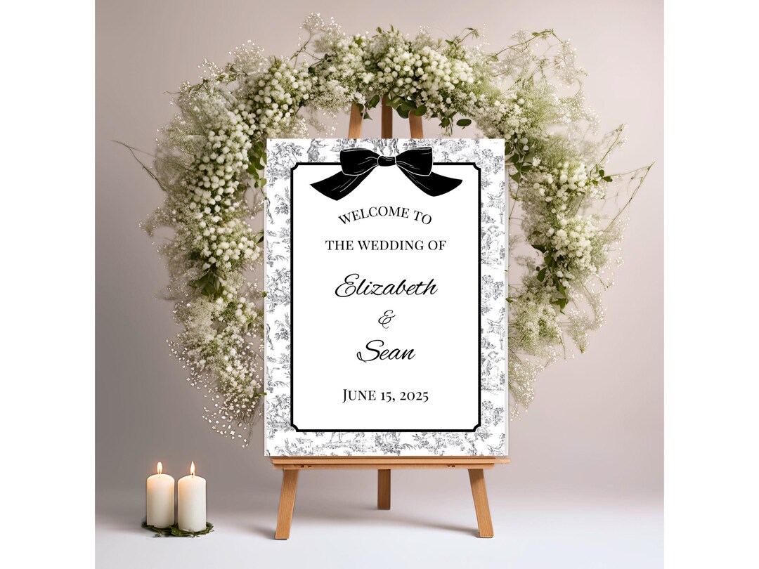 Editable Black Toile Wedding Welcome Sign Template - Etsy