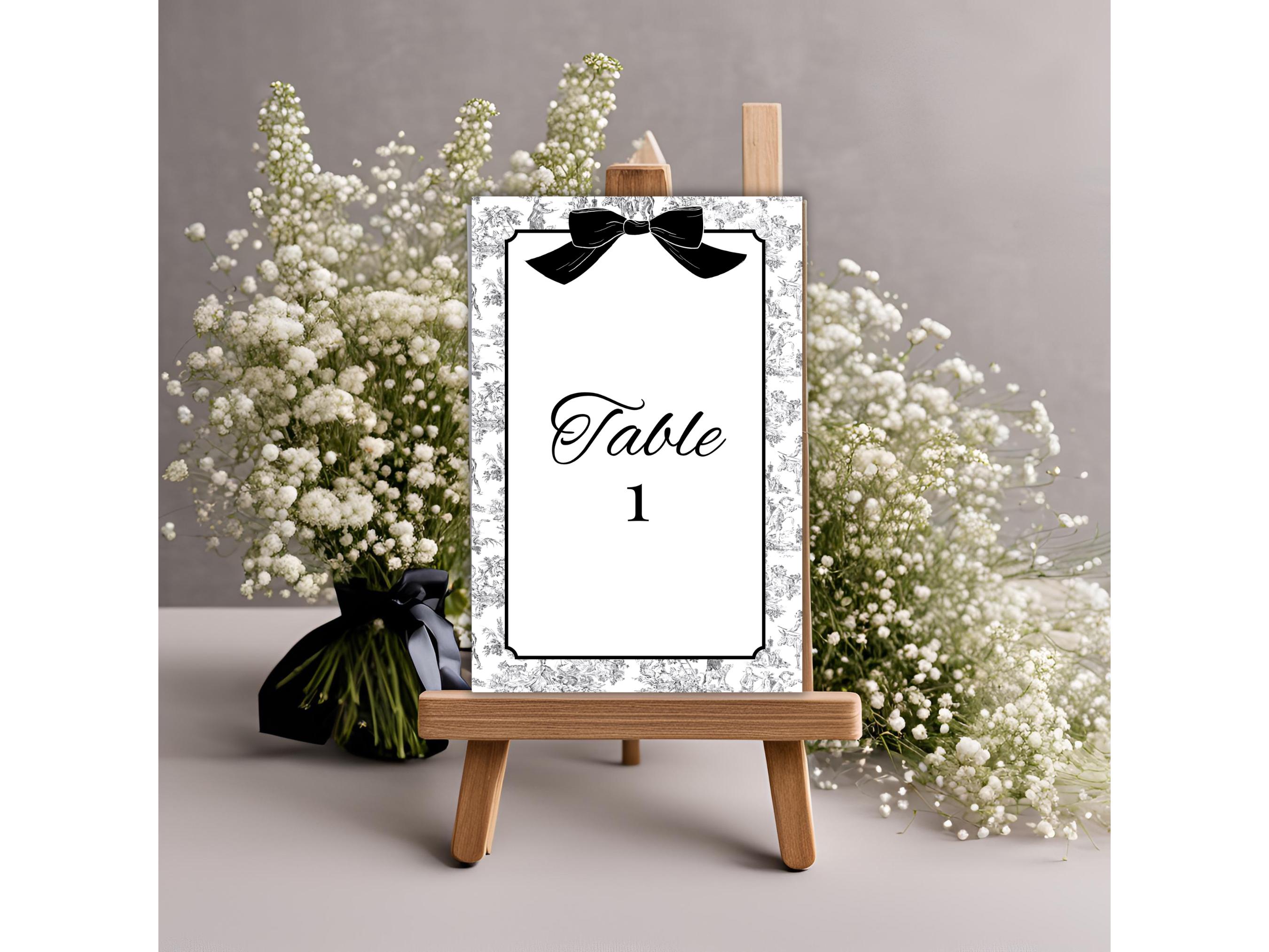Editable Black Toile Table Number Template for Weddings, Showers ...