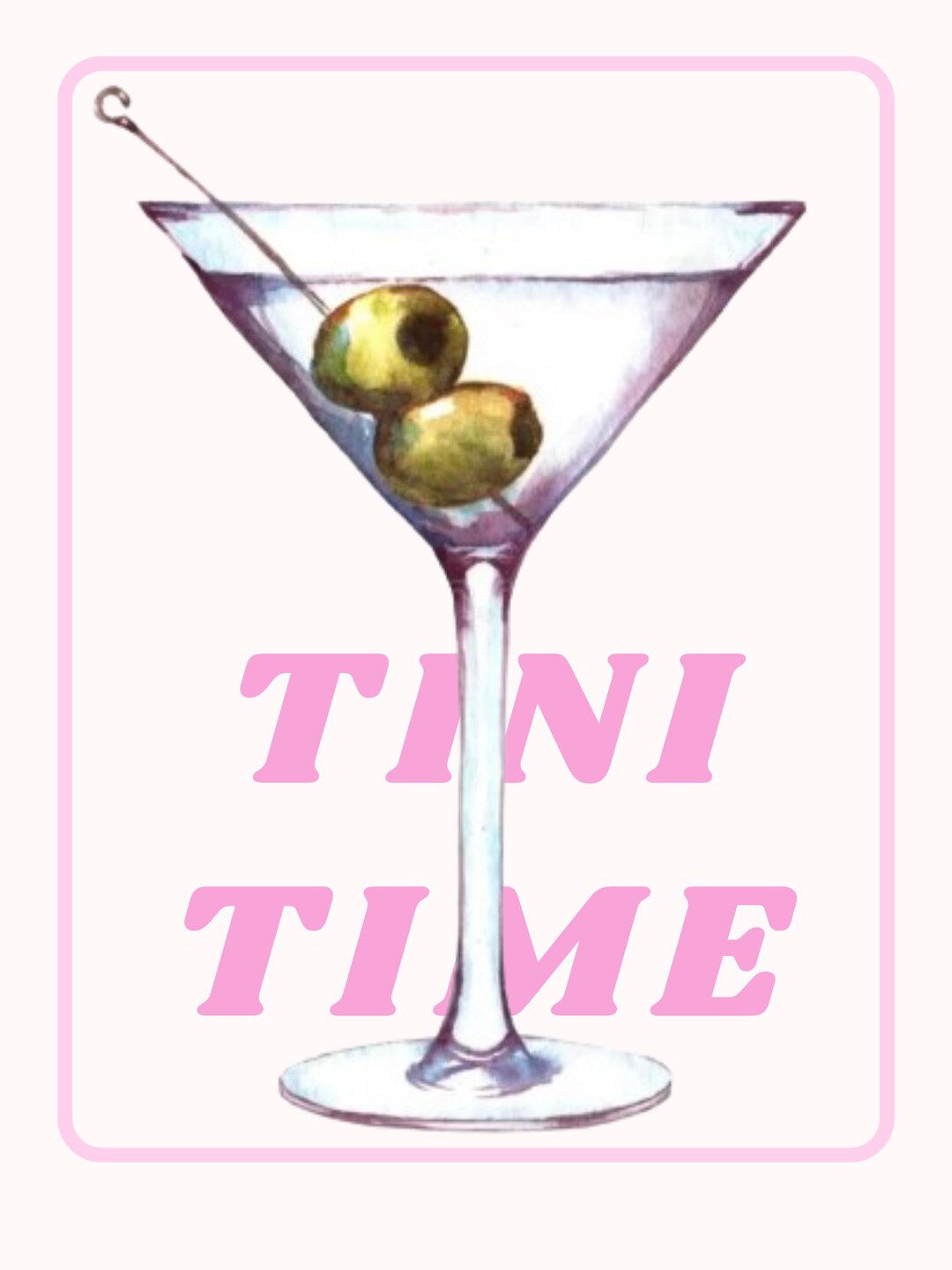 Tini Time Print, Trendy Prints, Trendy Decor, Pink Tini Time Print - Etsy