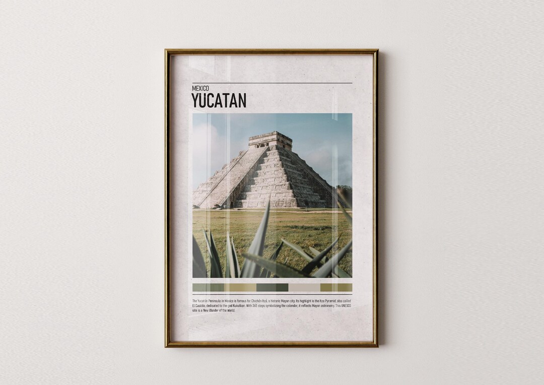 Yucatan Pyramid Poster, Famous Cities Poster, Digital Wall Art, Instant ...