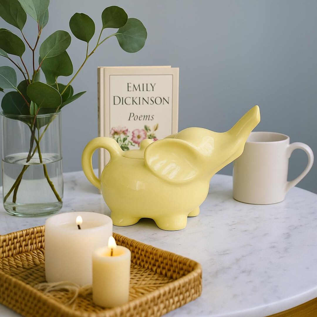 Vintage Yellow Elephant Ceramic Teapot | Novelty Animal Teapot | Retro ...