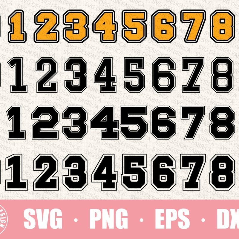 Varsity Numbers Svg - Etsy