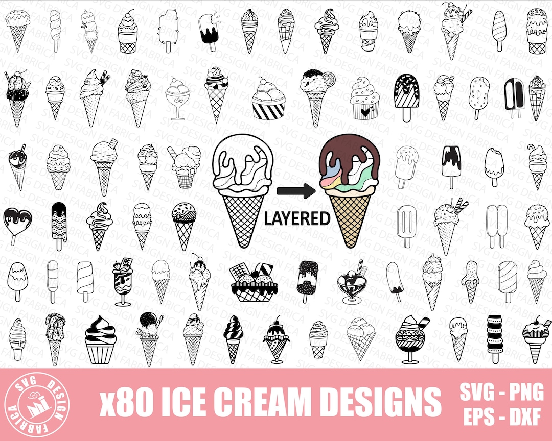 Ice Cream Svg / Ice Cream Layered Cone Svg / Ice Cream Outline / Sweet ...