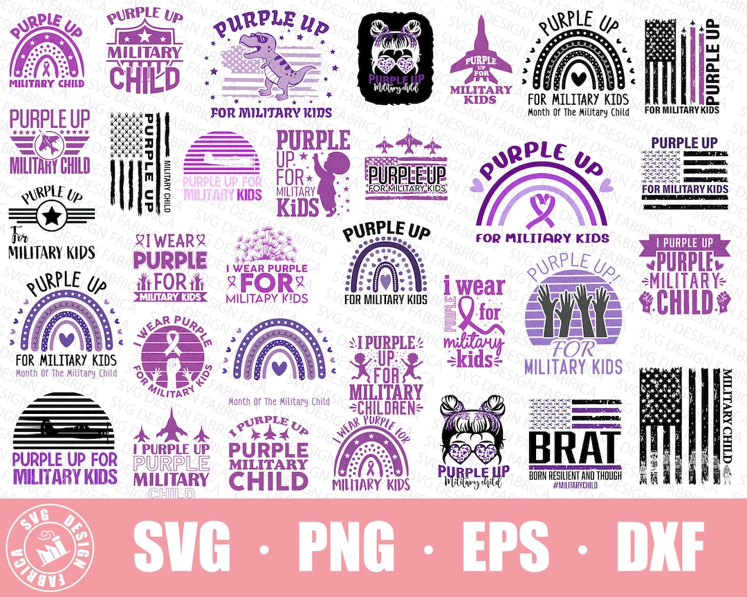 Military Child Svg Bundle / Purple up for Military Kids Svg / Month of ...