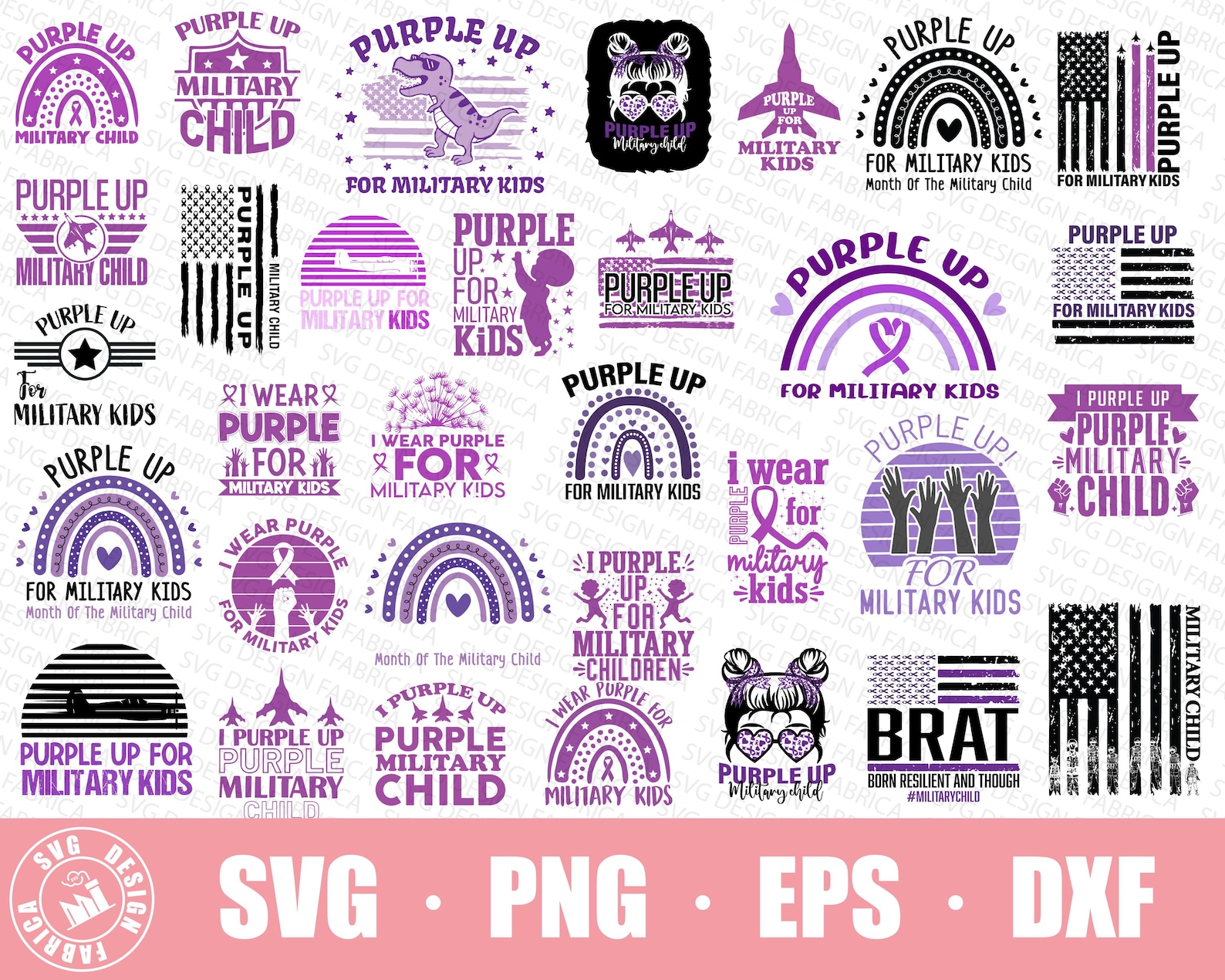 Military Child Svg Bundle / Purple up for Military Kids Svg / Month of ...