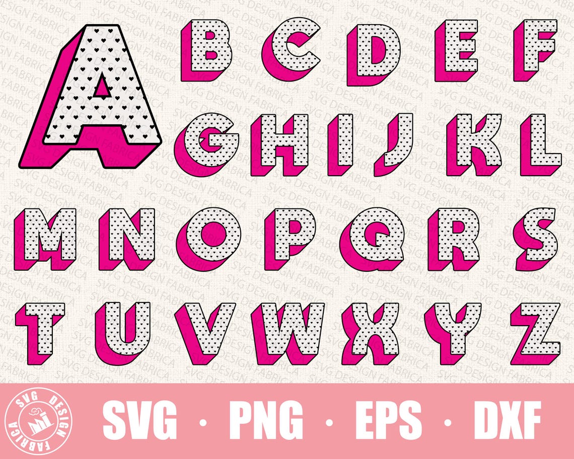 Polka Dot Alphabet Svg / Polka Dot Alphabet Heart Svg / Pink Polka Dot ...
